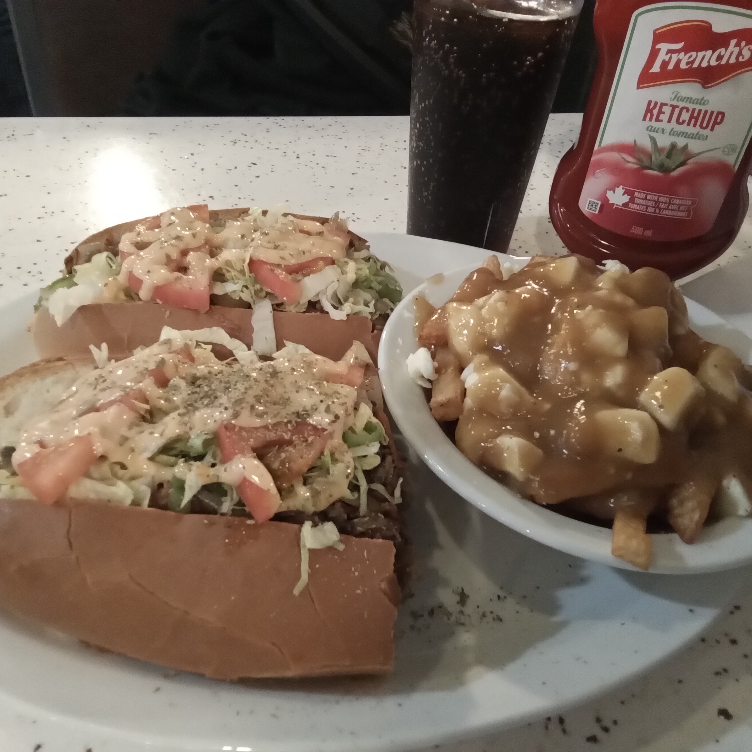 Shared post - All Dressed Submarine, Poutine And A Pepsi. 🐗🐽🐷🐖🥪🍟🧀 💜🖤😂🤣